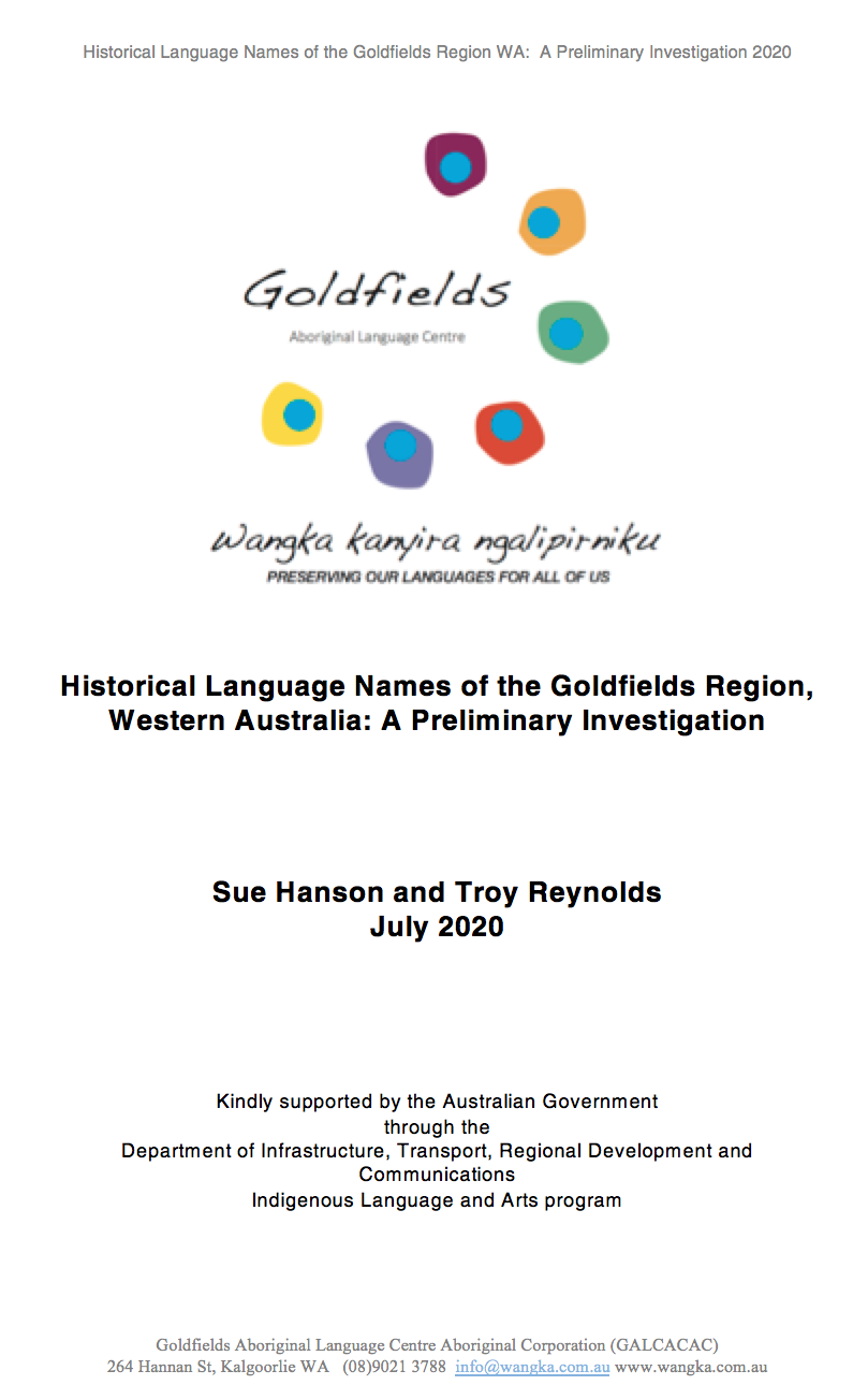 Historical Language Names of the Goldfields Region – Goldfields ...